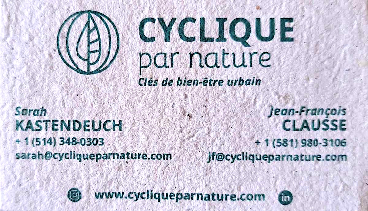 Une carte d'affaire originale 100% cyclique - Cyclique par Nature